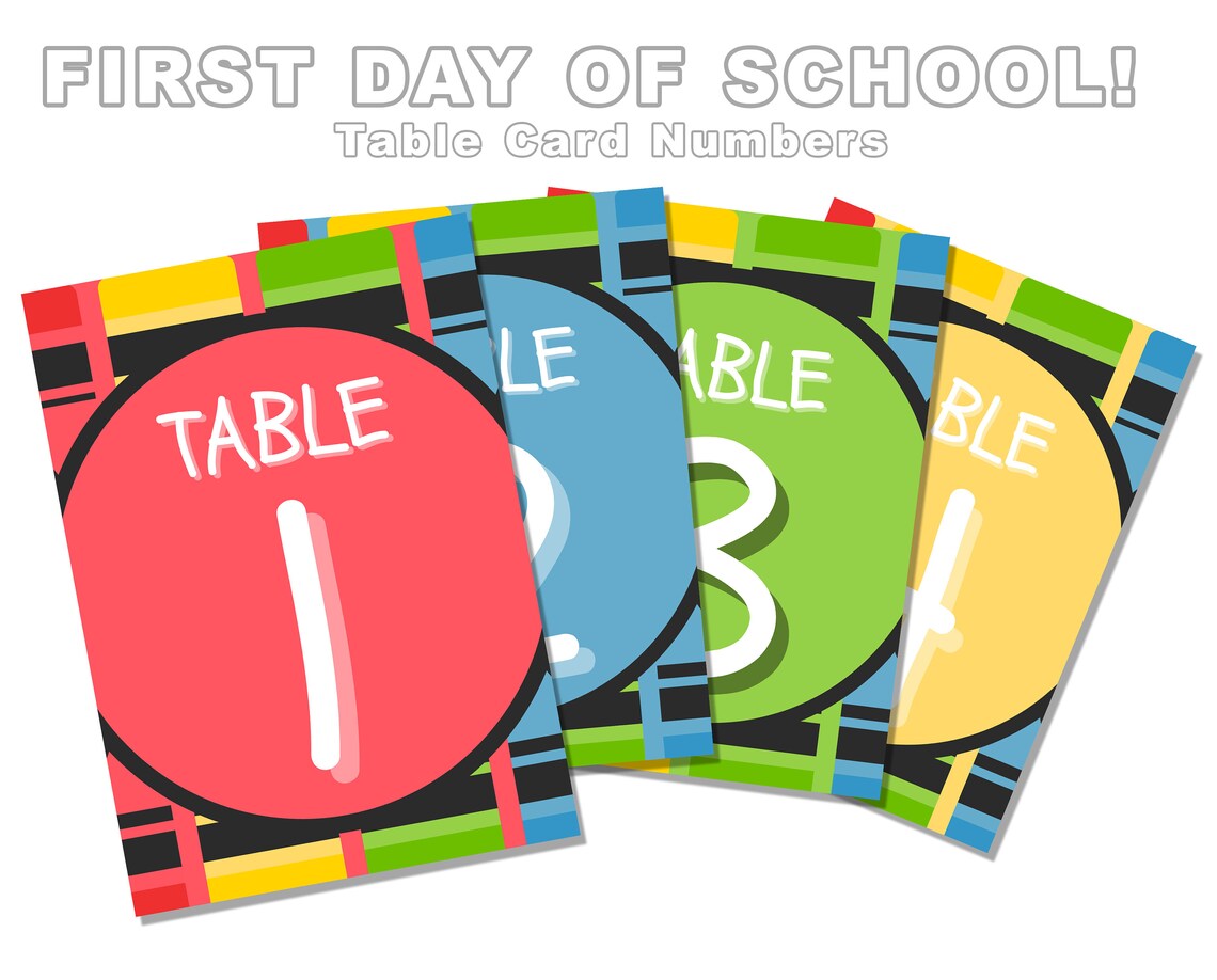 First Day of School Table Numbers - Etsy