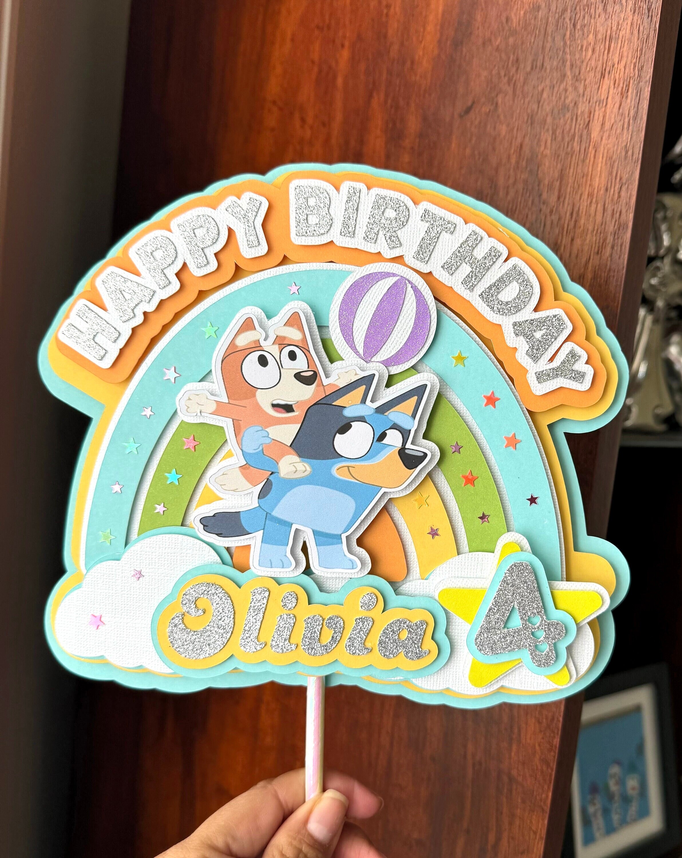 Blue Dog Cake Topper, Cake Toper, Blue Dog Party Decoration, Cartoon ...
