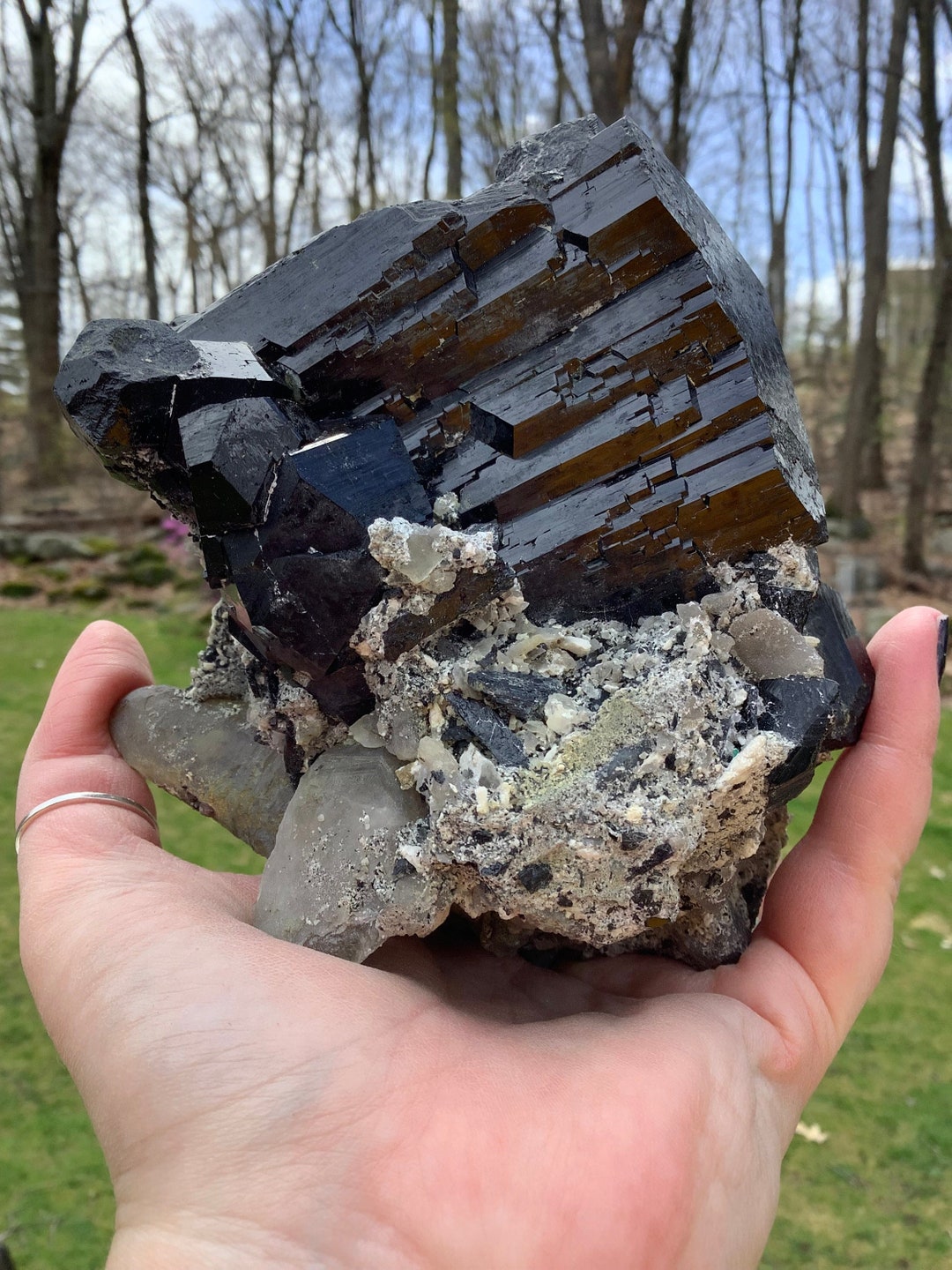 Powerful Rare Large Black Tourmaline and Smoky Quartz in Matrix With ...