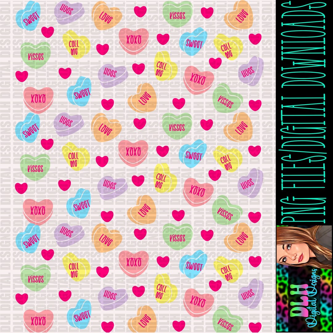 Candy Hearts Seamless, Png File, Digital Download - Etsy