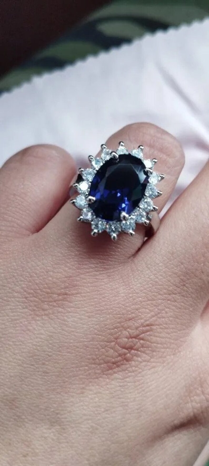 Lady Di Oval Sapphire Rings for Women, Kate Middleton 925 Silver Fine ...