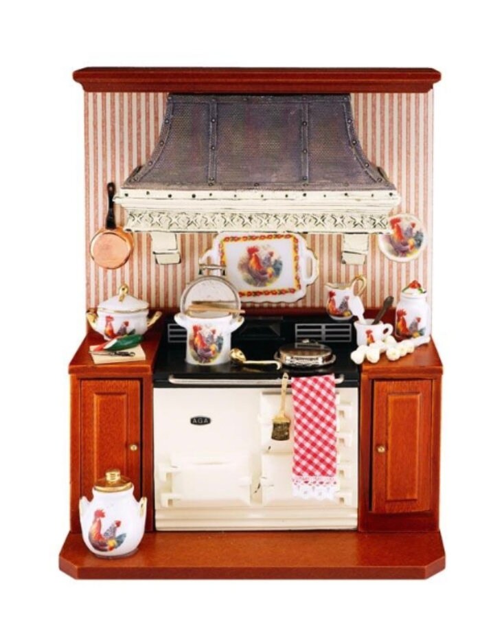 1:12 Scale, Miniature, Reuttter Porzellan, Wall Display Aga Cream Stove ...