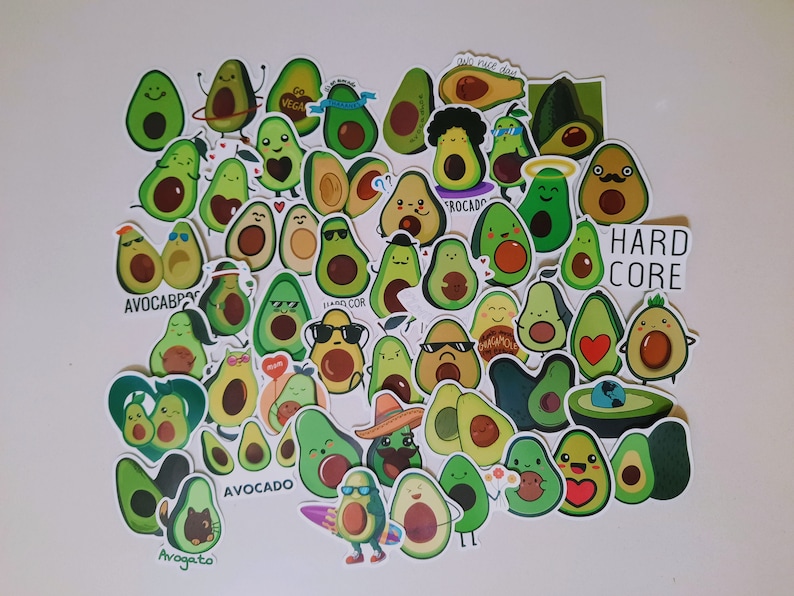 Cute Avocado Stickers | Fun Waterproof Vinyl Decal Pack - Etsy