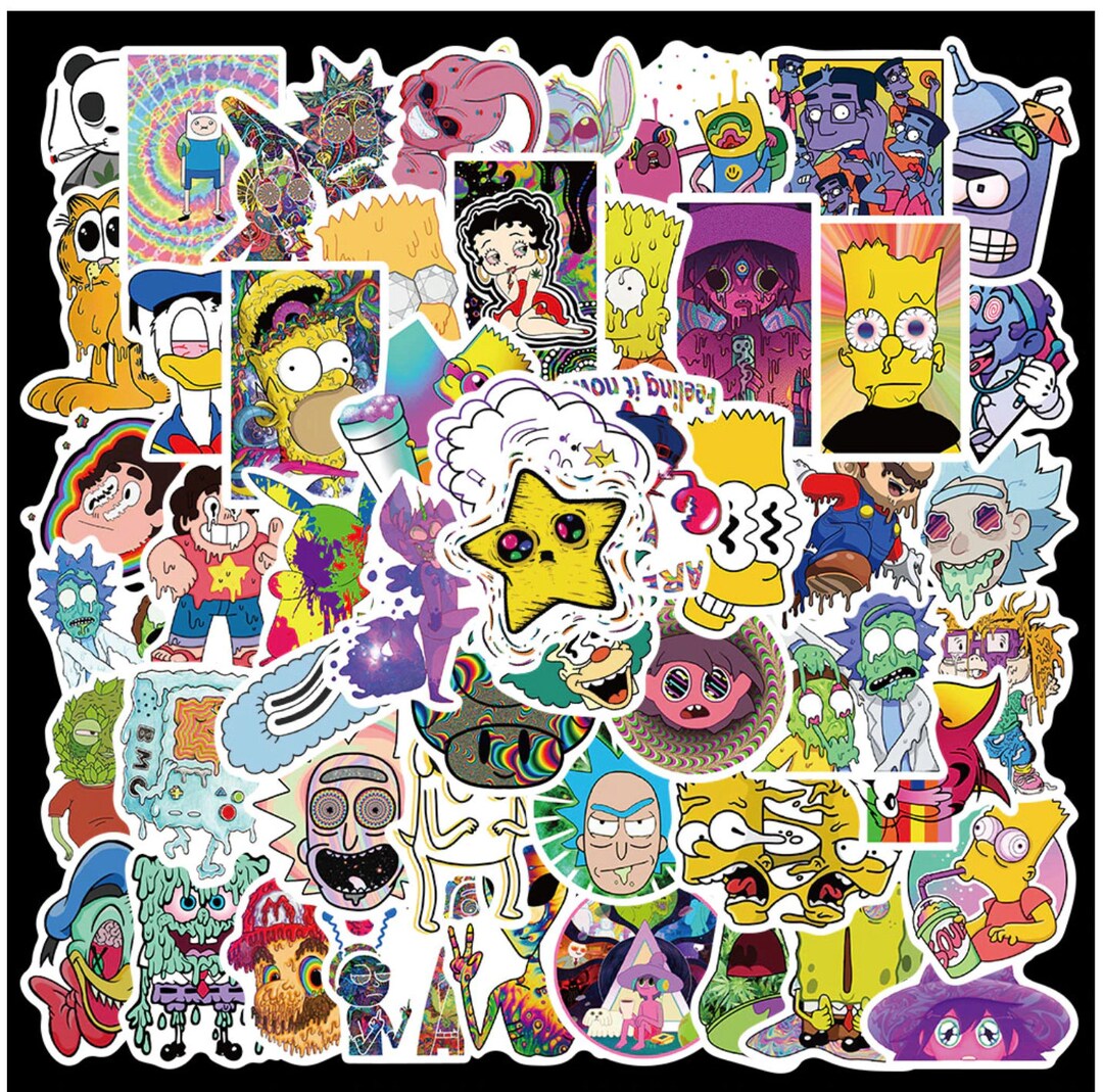 Psychedelic Trippy Cartoon Stickers | Random Sticker Pack - Etsy