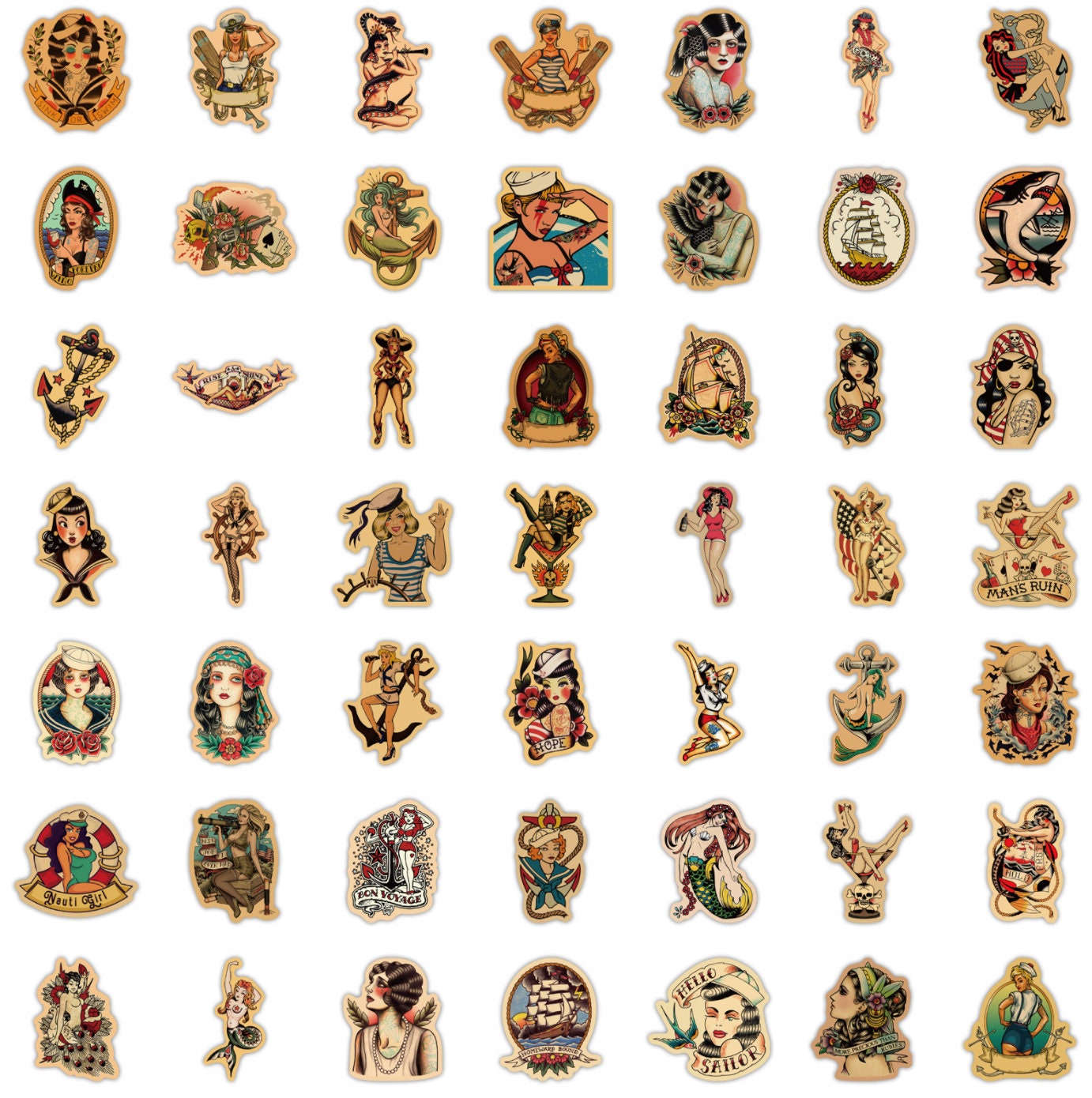 Vintage Retro Tattoo Stickers Random Sticker Packs - Etsy