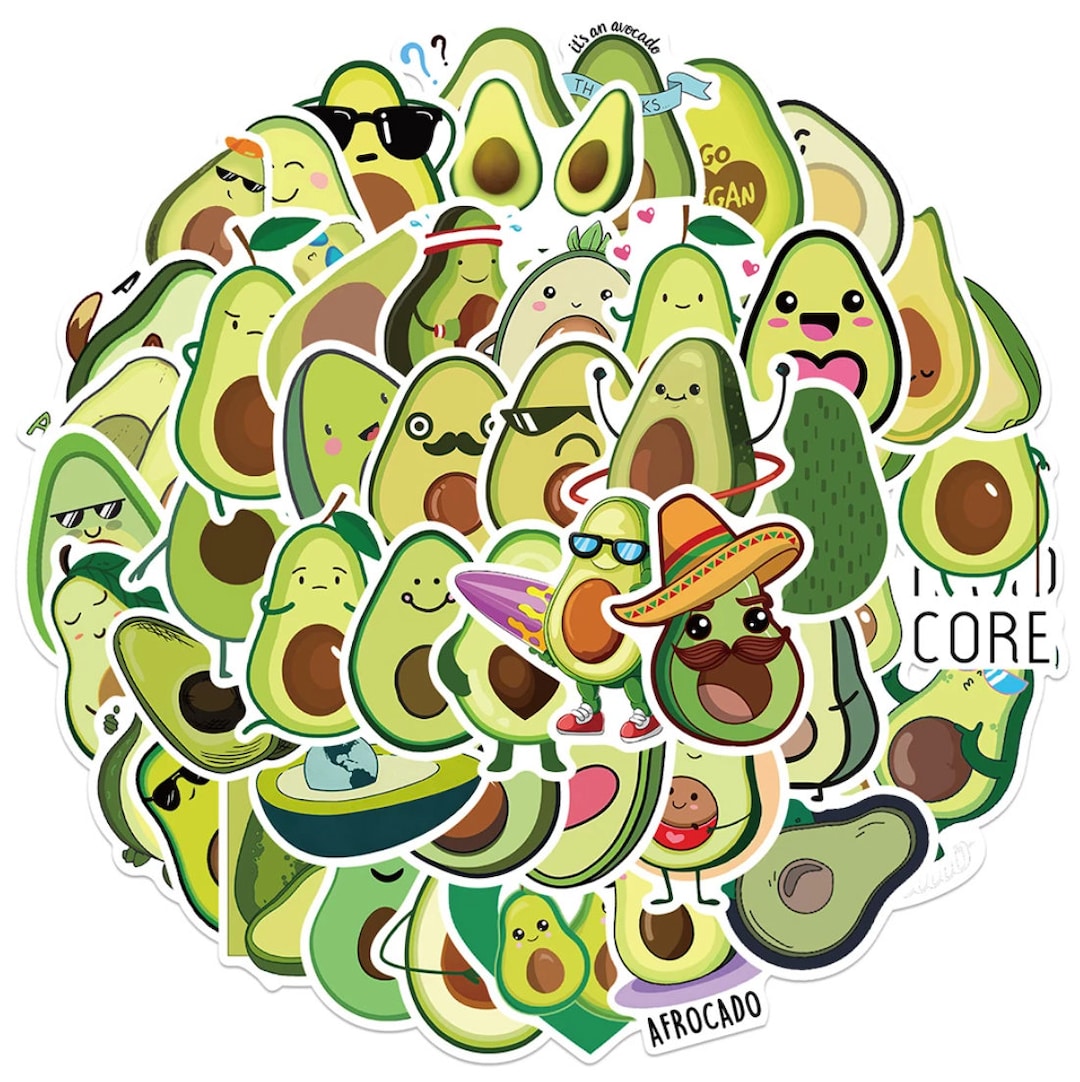 Cute Avocado Stickers | Fun Waterproof Vinyl Decal Pack - Etsy
