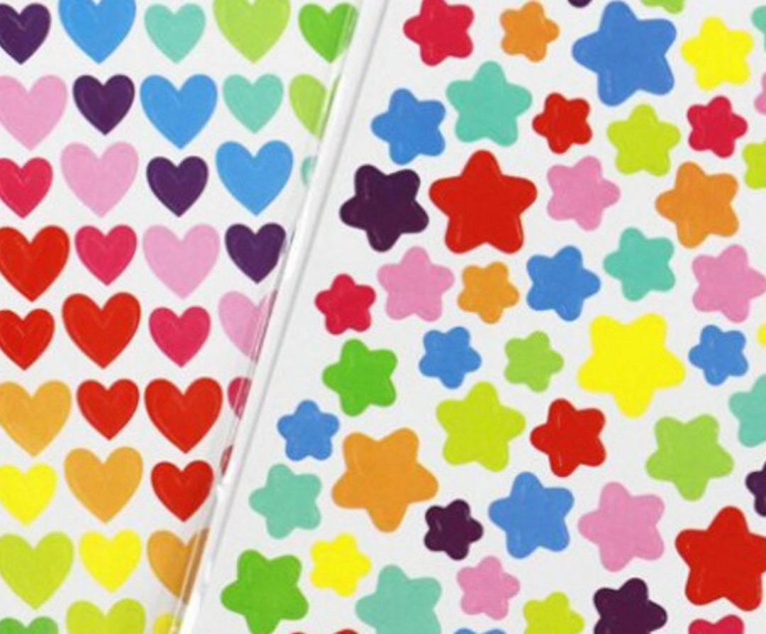Heart and Star Rainbow Sticker Sheets - Etsy