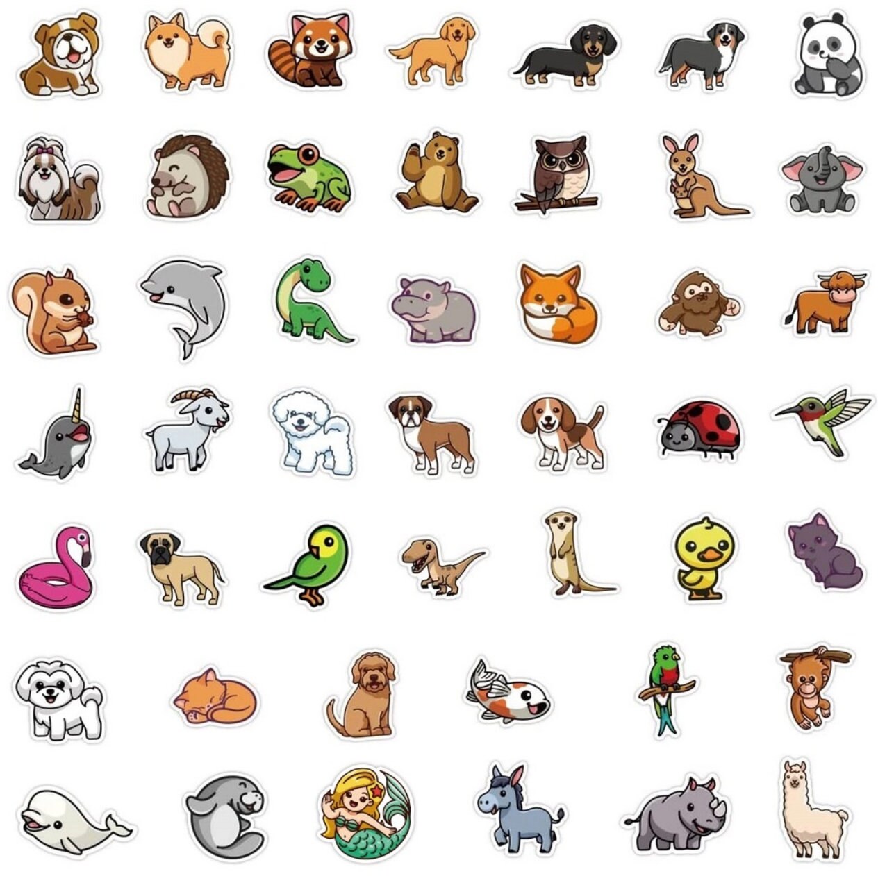 Cute Cartoon Animals Random Sticker Pack - Etsy