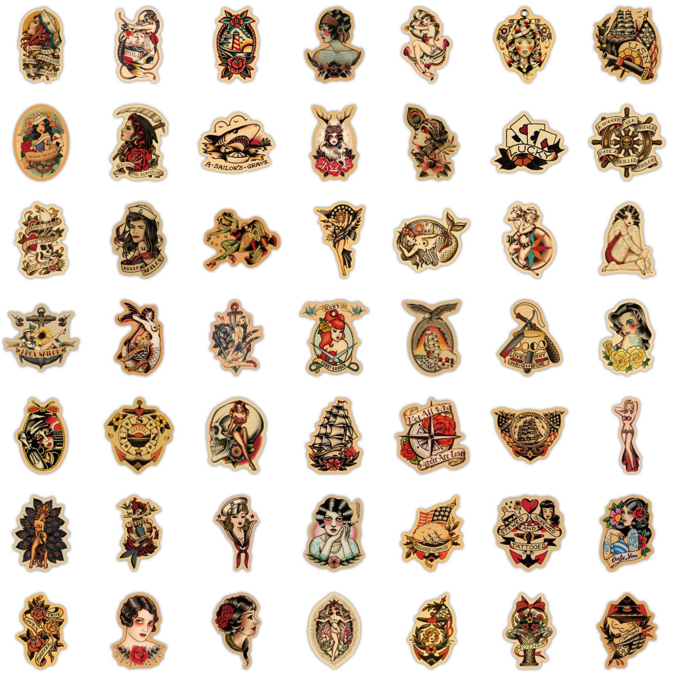 Vintage Retro Tattoo Stickers Random Sticker Packs - Etsy