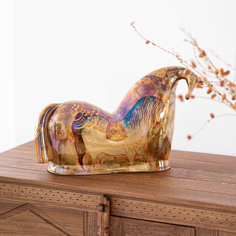Modern Hand Crafted Ceramic Horse Sculpture King of Tahmasb, Gift for ...