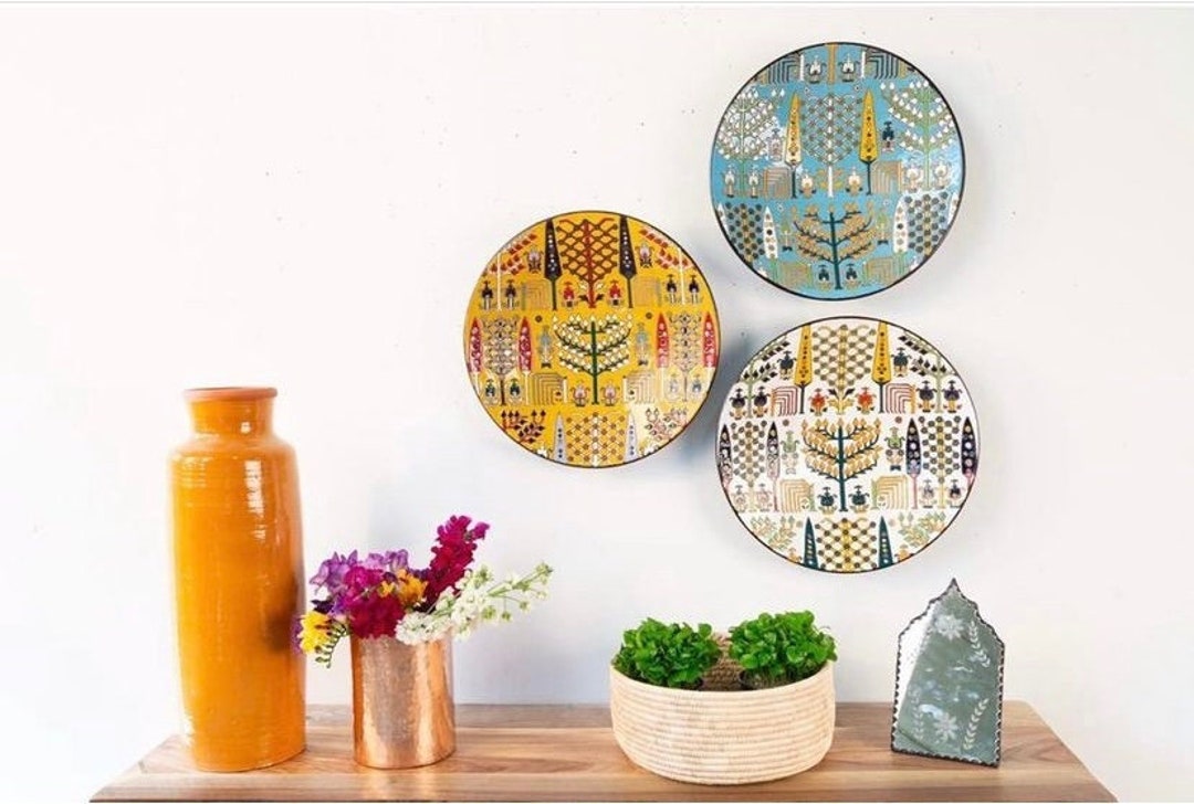 Handpainted Ceramic Trees of Life Plate, Decorative Centerpiece Plate ...