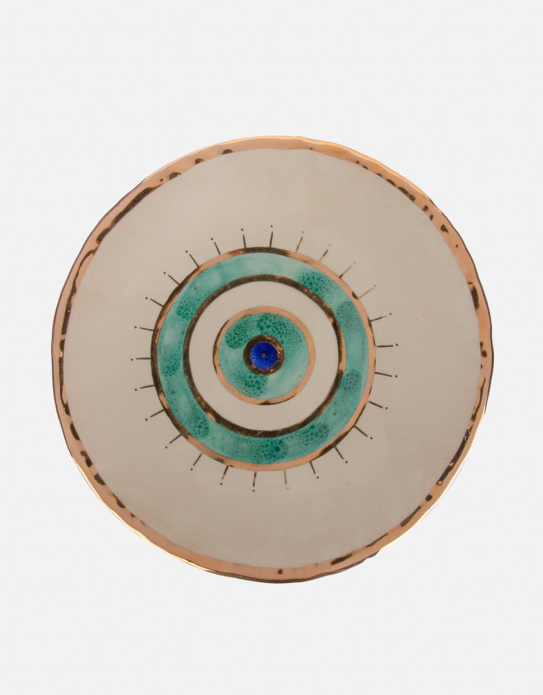 Handmade Evil Eye Gold Trimmed Plate Turquoise & Touch of Dark Blue - Etsy