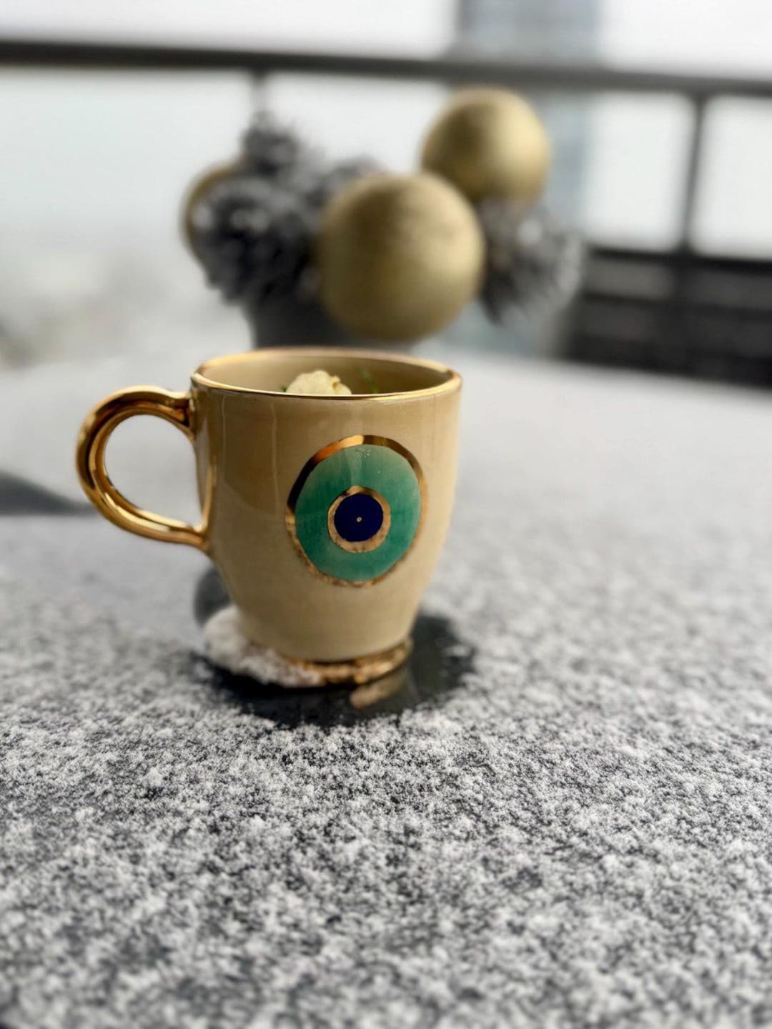 Handmade Ceramic Evil Eye Tea Cup & Coffee Mug - With Gold Platted ...