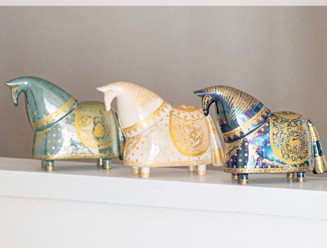 Modern Ceramic Knight Horse Figurine, Handmade Horse Sculpture, Gift ...