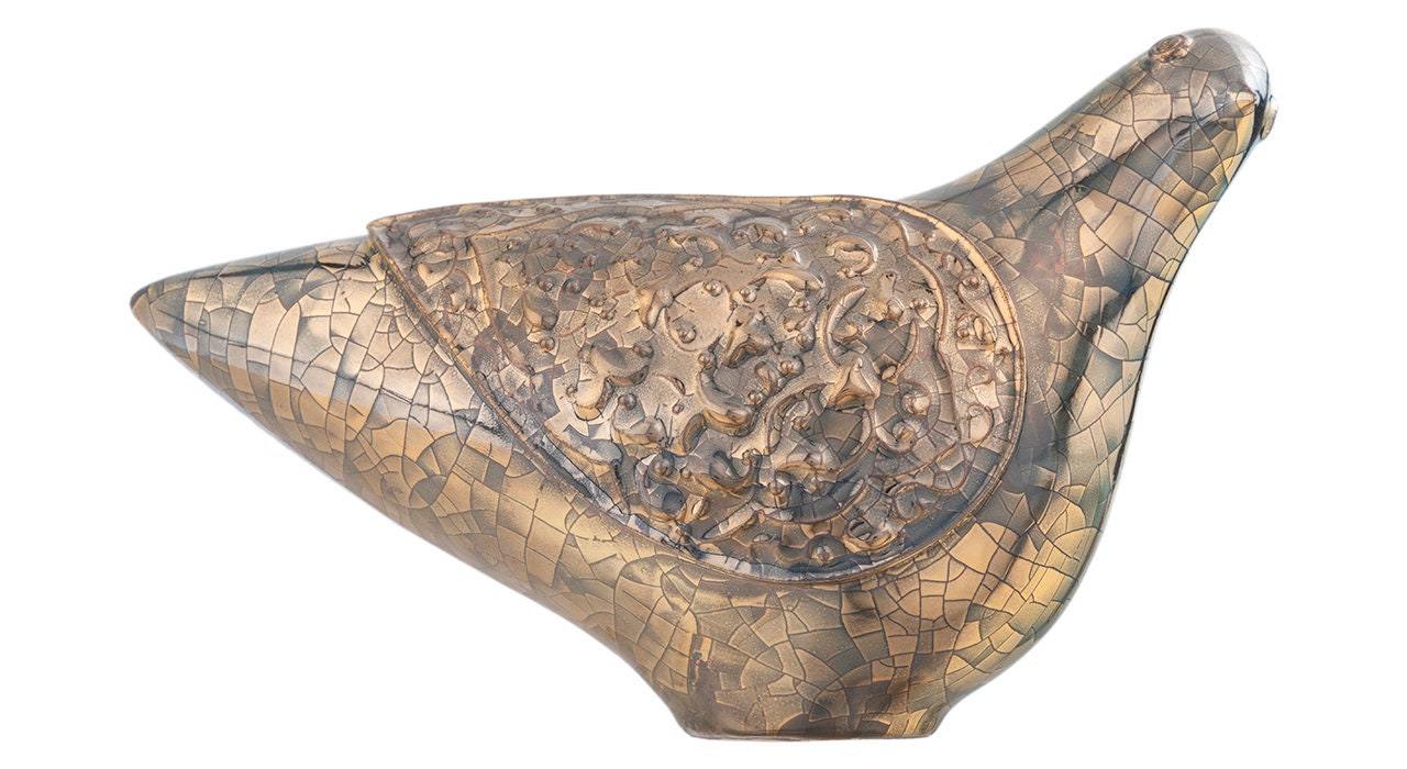 Ceramic Gold Lustered Pigeon Gold Ceramic Bird Figurines - Etsy