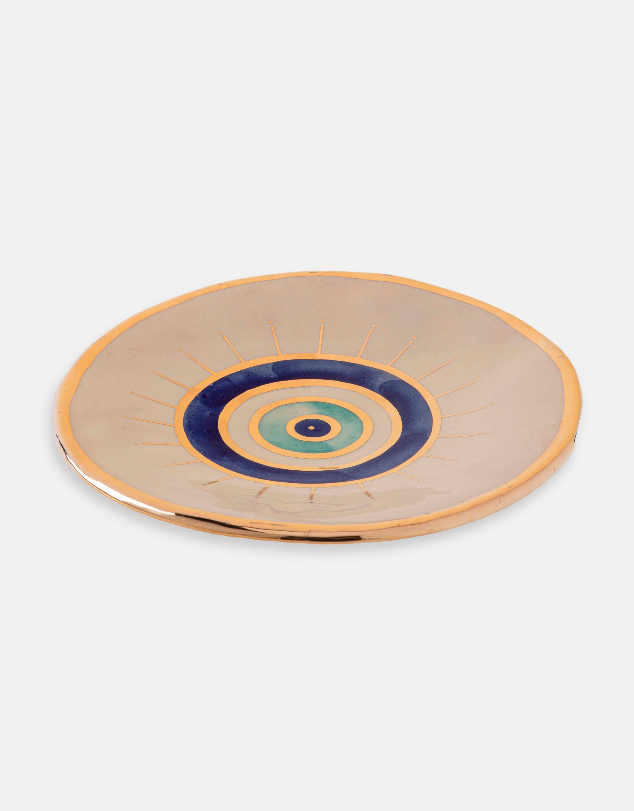 Handmade Evil Eye Plate: Gold Trim Porcelain Dish, Nazar Wall Art - Etsy