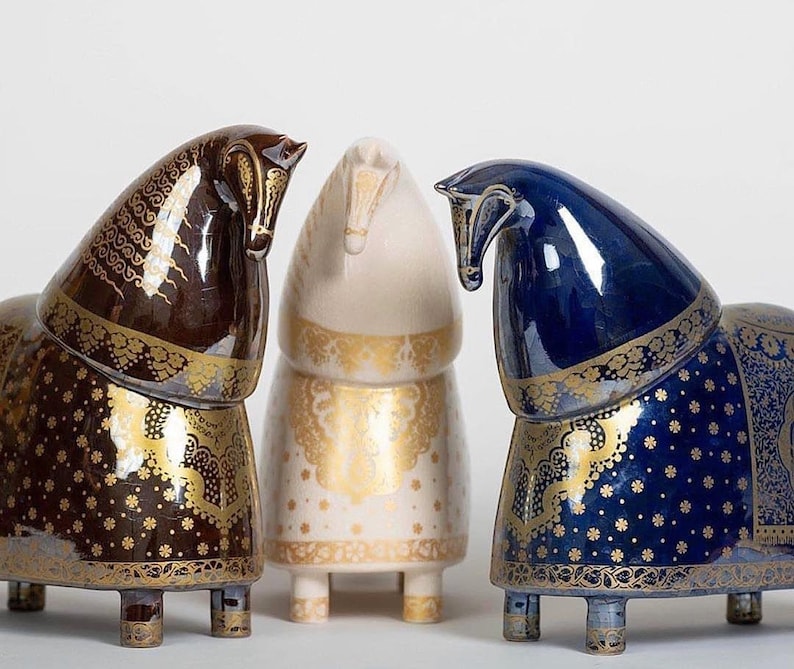 Modern Ceramic Knight Horse Figurine Handmade Horse - Etsy