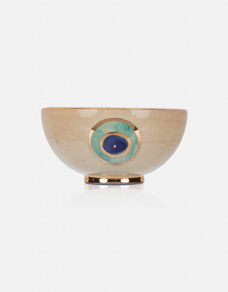 Handmade Ceramic Evil Eye Bowl: Gold-plated Decorative Dish - Etsy