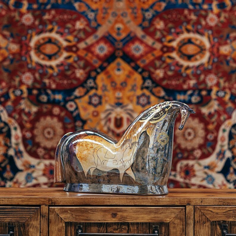 Modern Hand Crafted Ceramic Horse Sculpture King of Tahmasb, Gift for ...