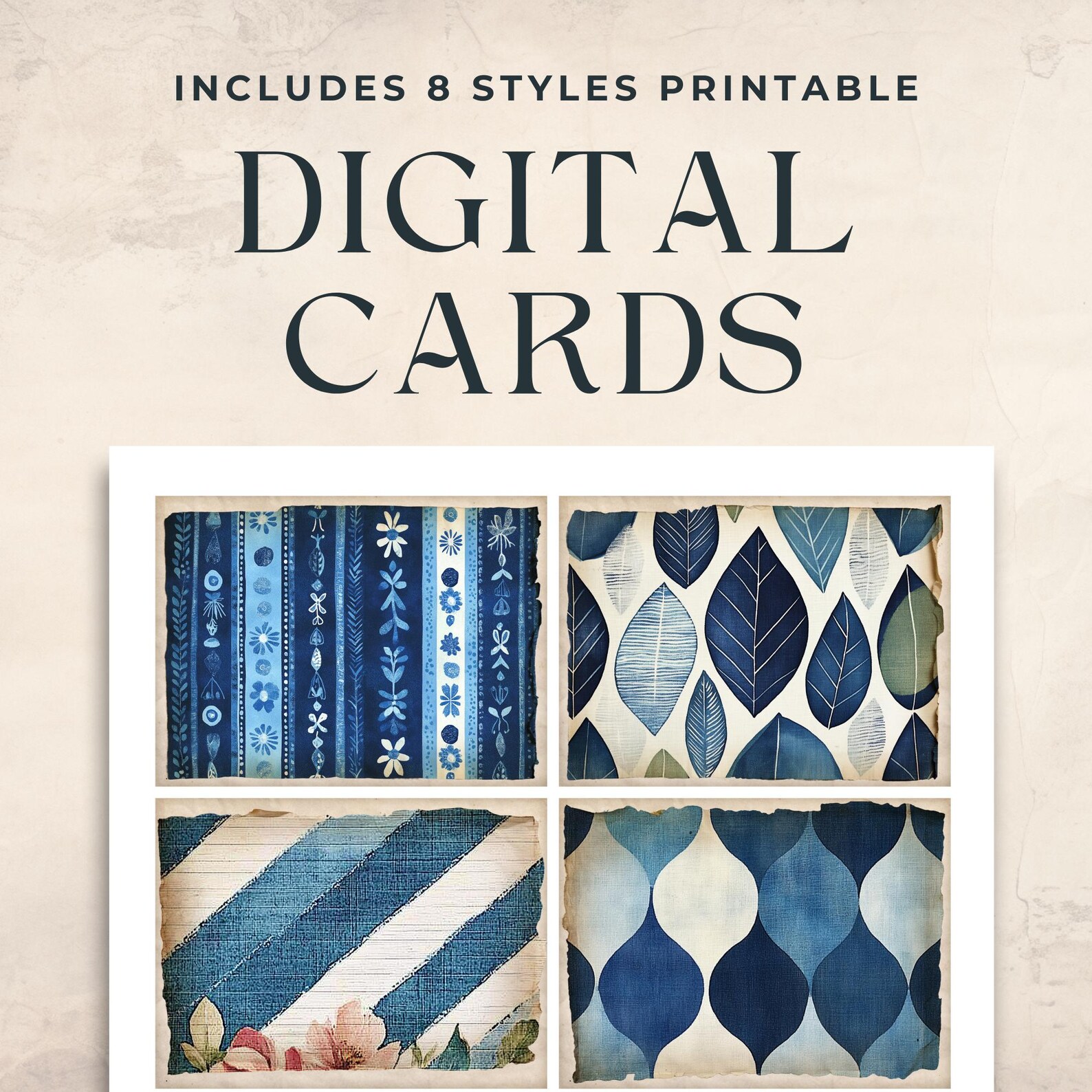 Scandinavian Blue Textiles Printable Junk Journal Kit, Digital Papers ...