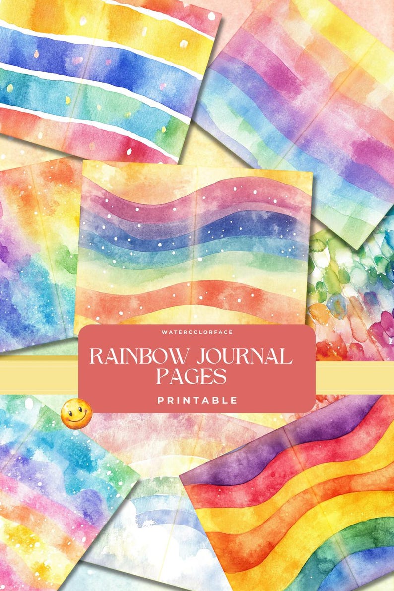 Rainbow Watercolor Digital Paper Base Bundle - FOUR Products Included ...