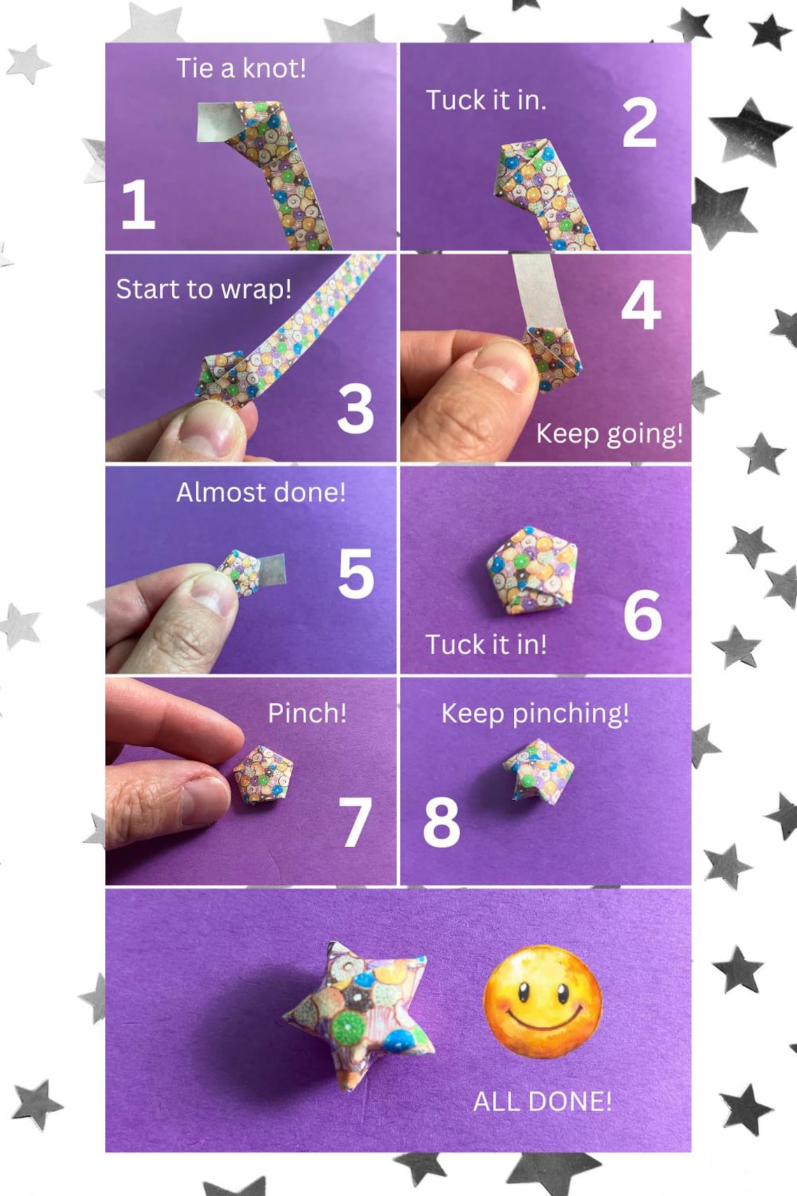 Patterned Lucky Paper Stars Strips Printable | Printable Paper Strips ...