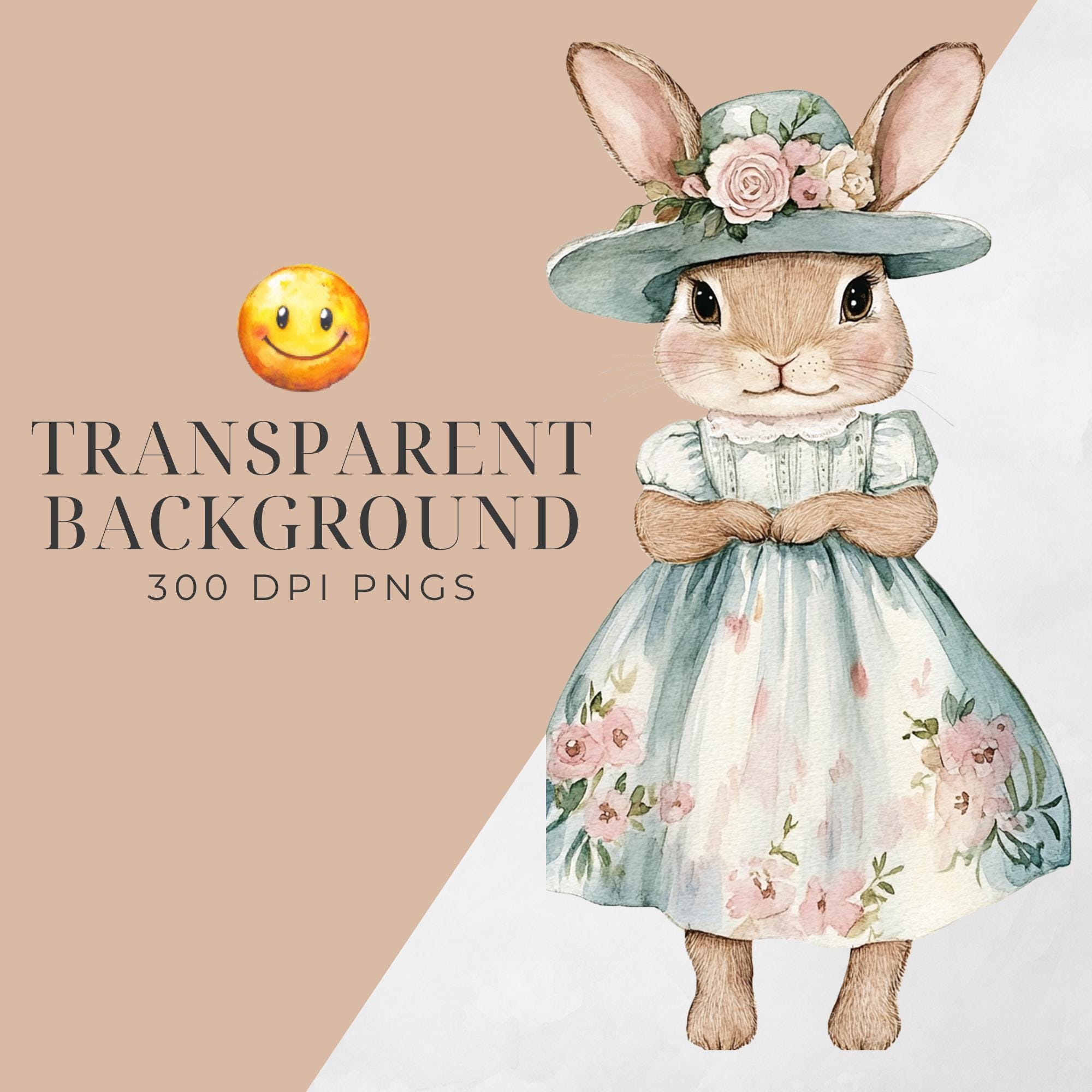 Easter Clip Art | Pastel Watercolor Bunnies | Junk Journal Ephemera ...