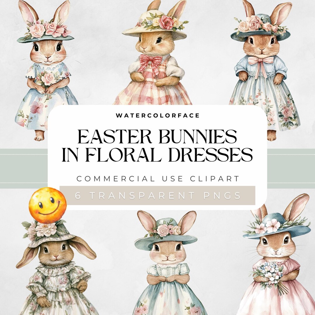 Easter Clip Art | Pastel Watercolor Bunnies | Junk Journal Ephemera ...