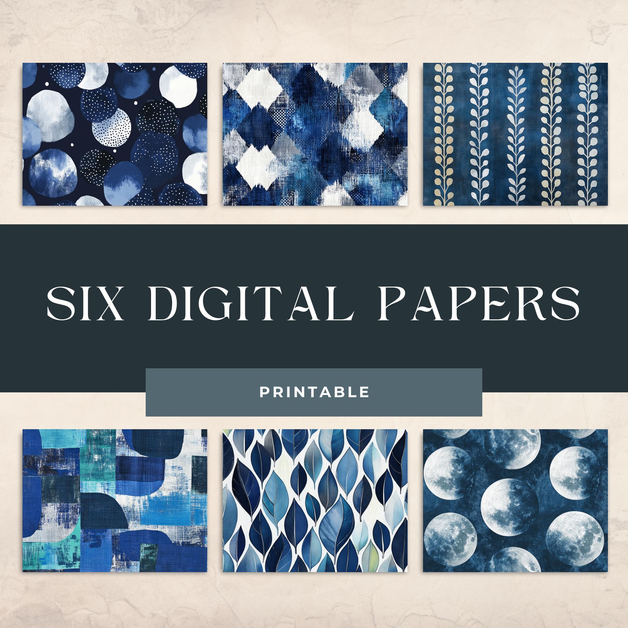 Scandinavian Blue Textiles Printable Junk Journal Kit, Digital Papers ...