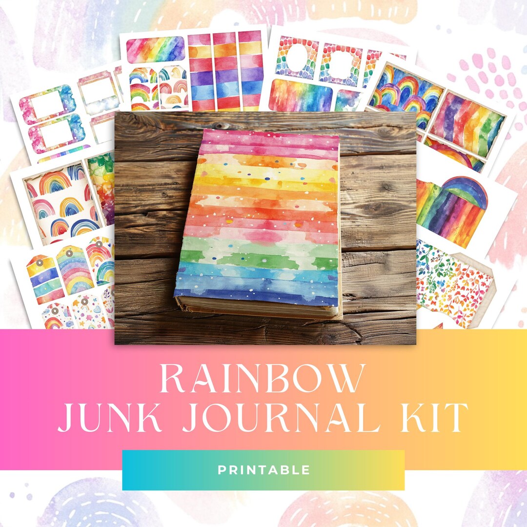 Watercolor Rainbow Junk Journal Kit Printable - Etsy