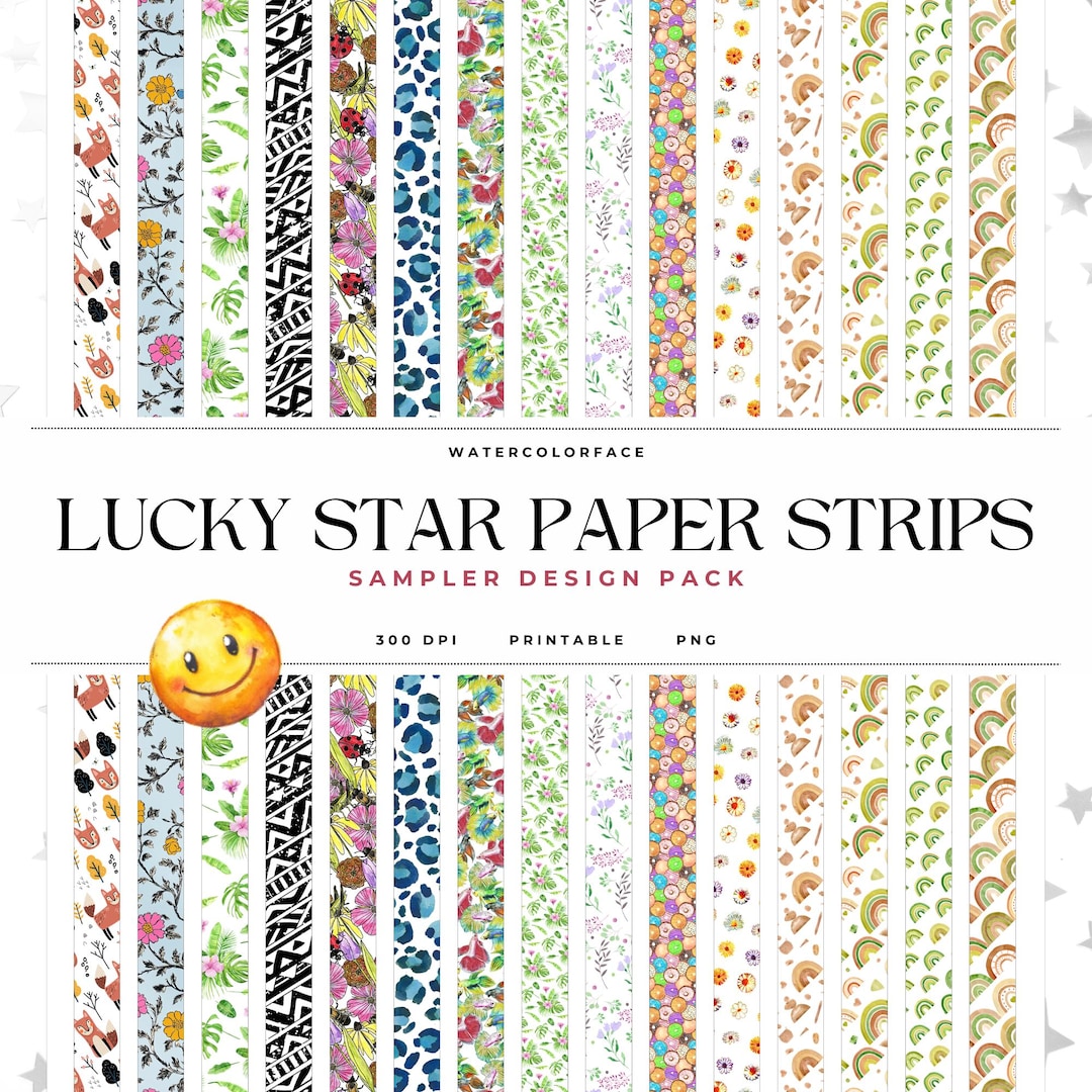 Patterned Lucky Paper Stars Strips Printable | Printable Paper Strips ...
