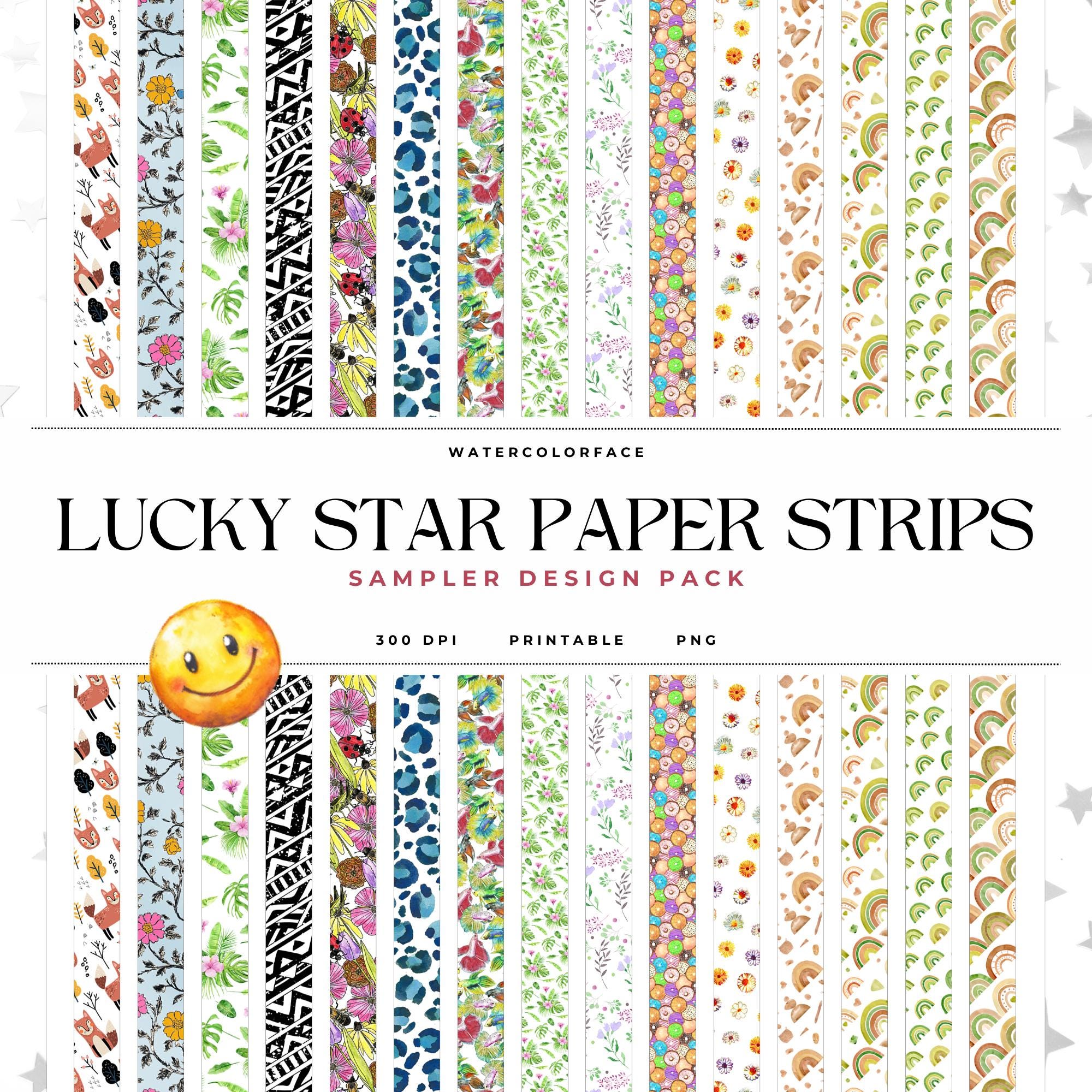 Patterned Lucky Paper Stars Strips Printable | Printable Paper Strips ...