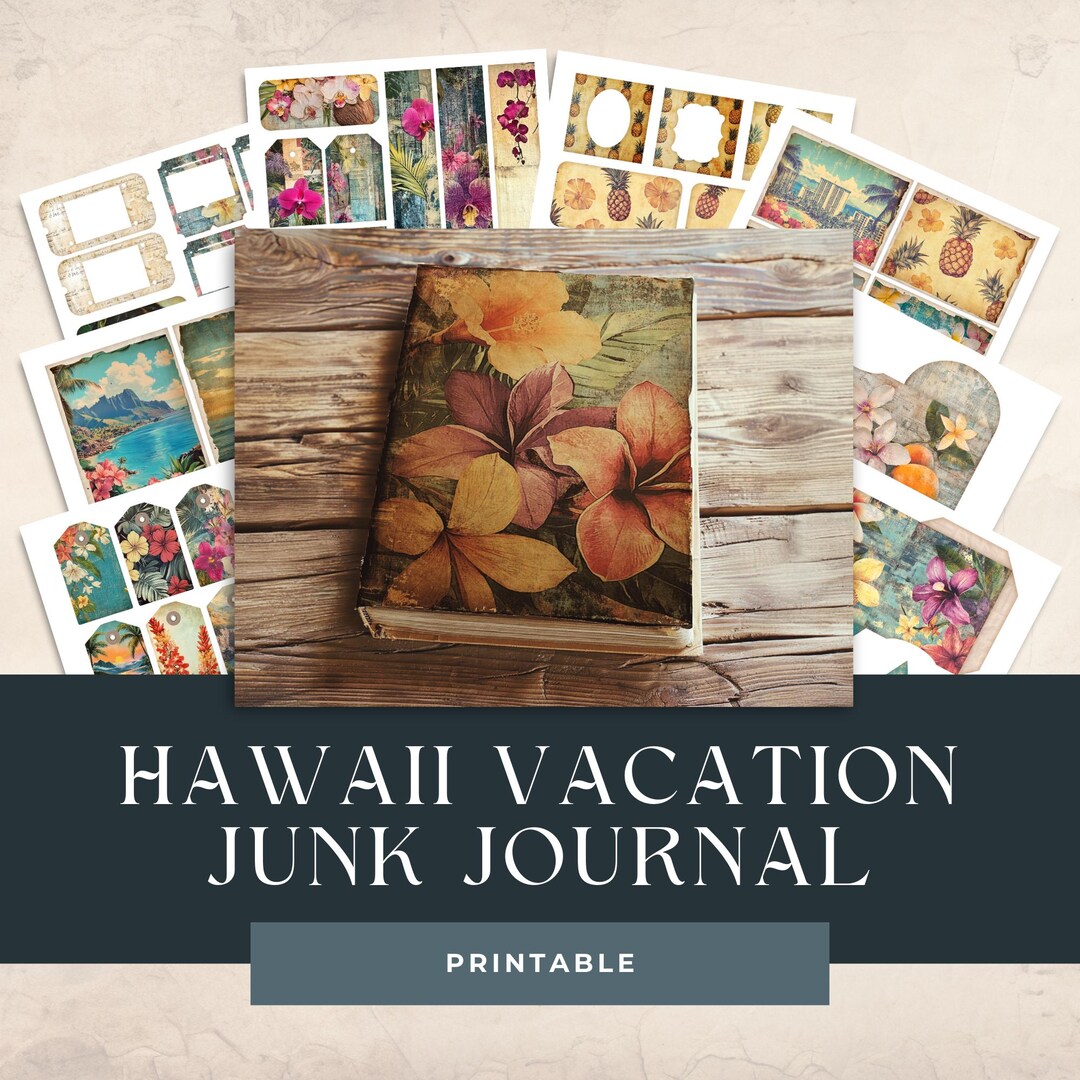 Hawaii Vacation Printable Junk Journal Kit, Hawaiian Themed Junk ...