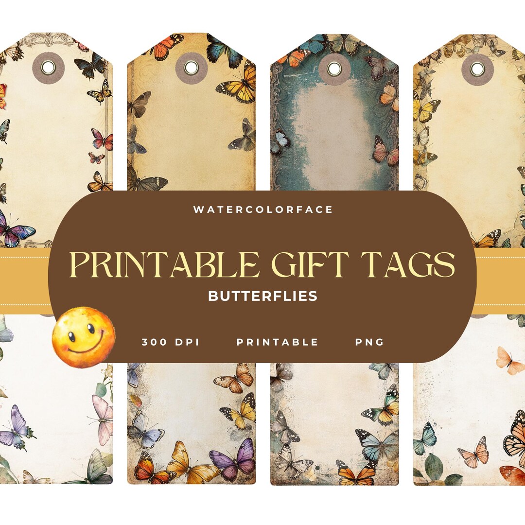 Butterflies Printable Gift Tags | Rustic Spring Themed Gift Tags ...
