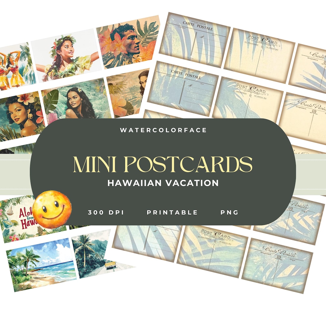 Hawaiian Mini Postcards, Tropical Island, Junk Journal Accessories - Etsy