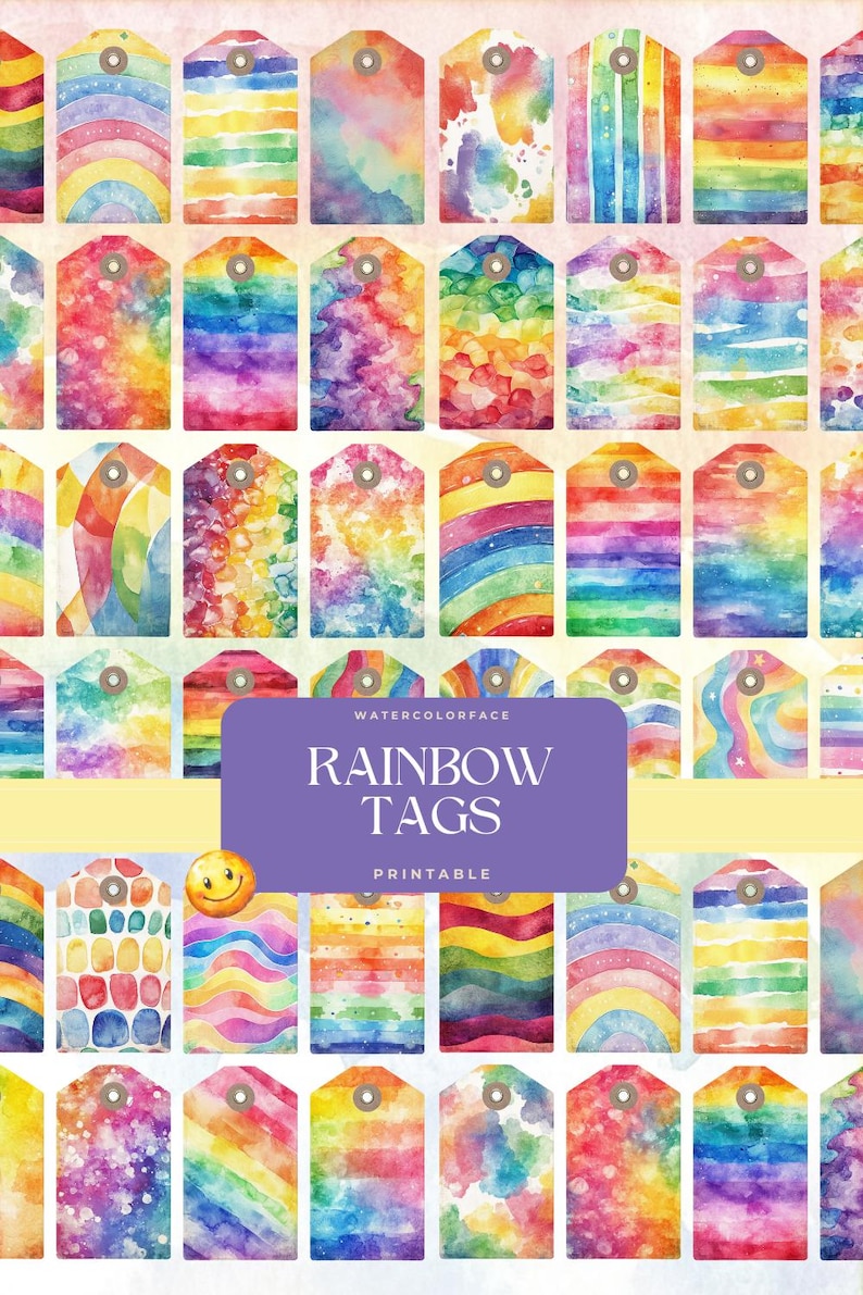 Rainbow Watercolor Digital Paper Base Bundle - FOUR Products Included ...