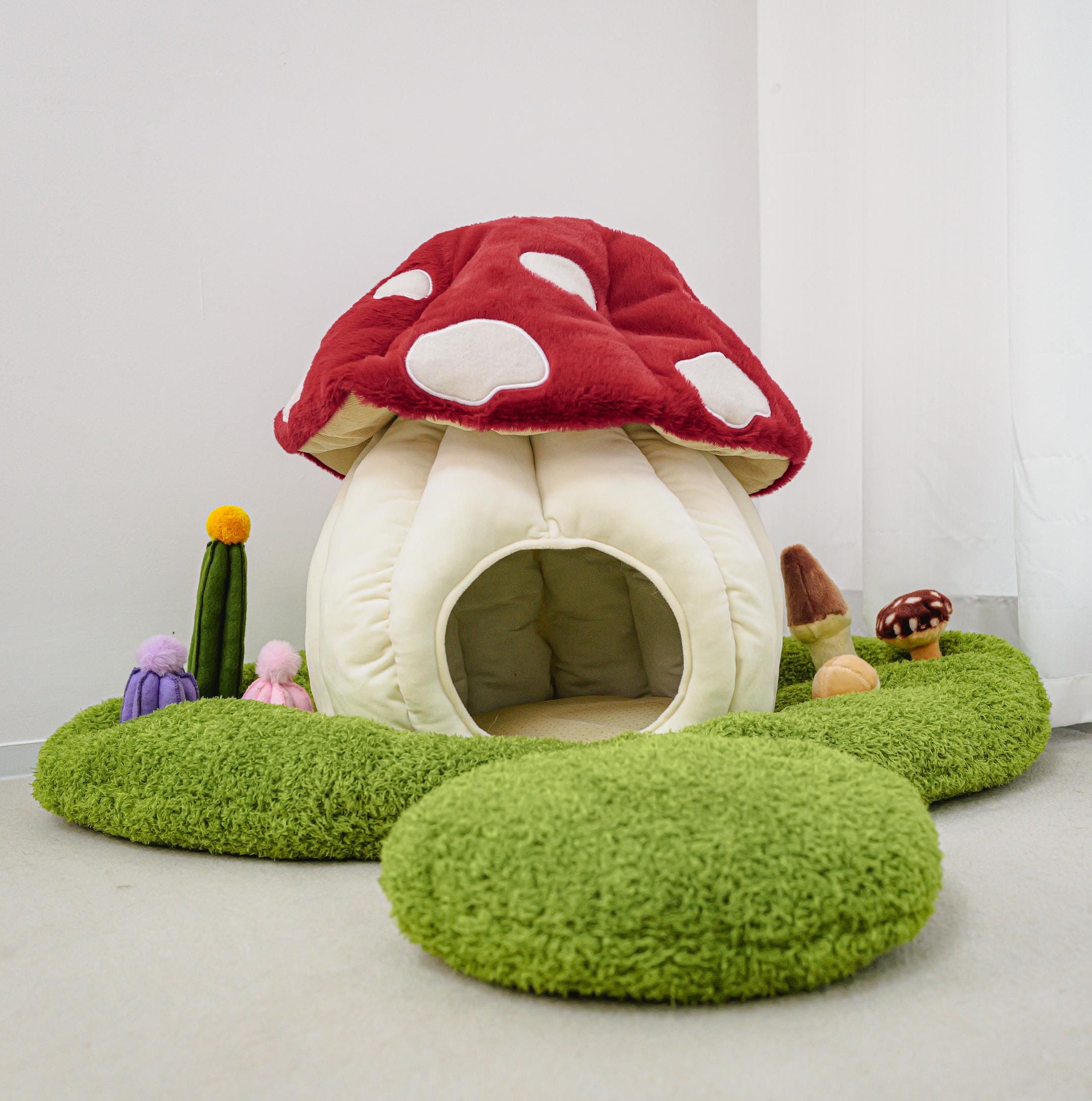 Handmade Mushroom Cat Bed Cave With Toys–cozy Hideaway for Cat & Dog ...