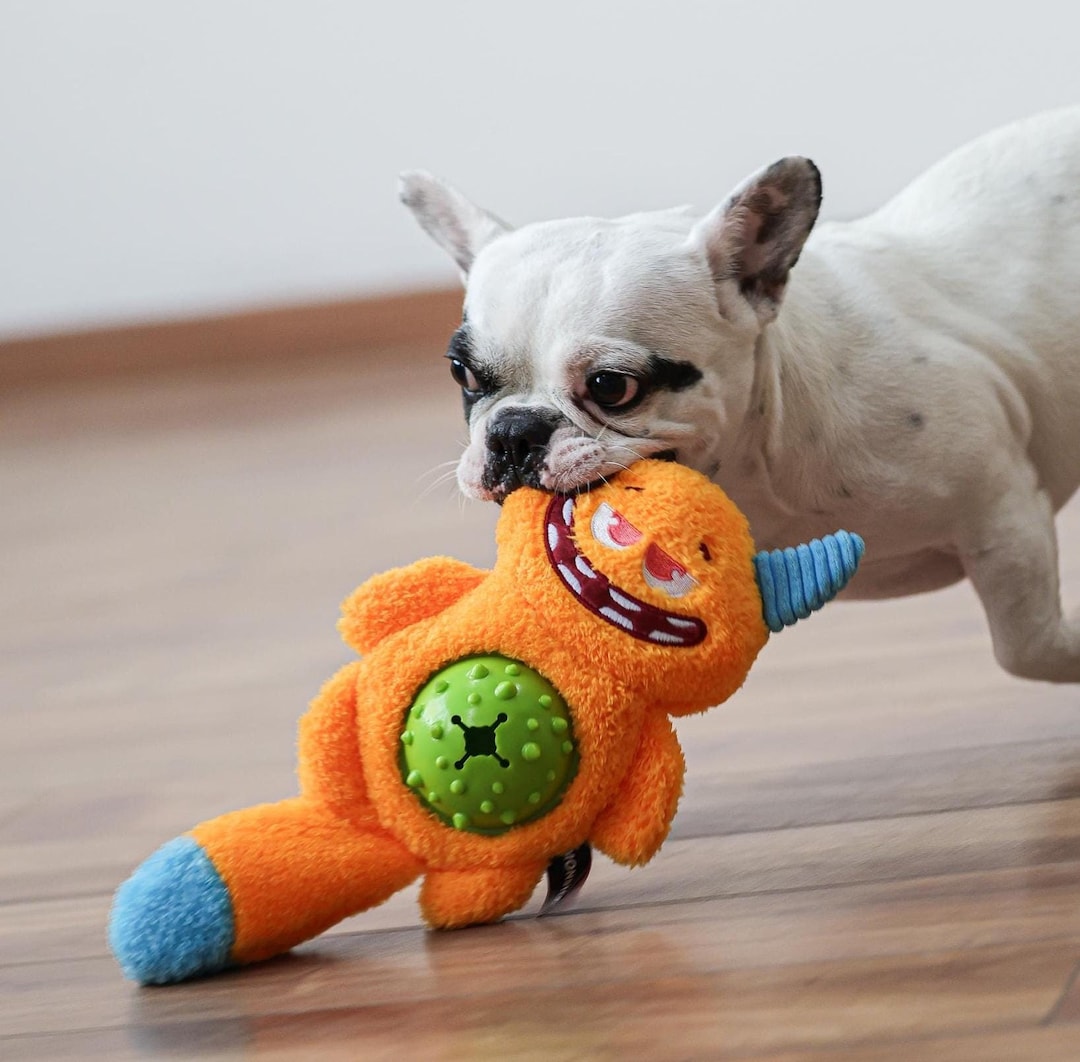 Interactive Plush Dog Toy: Treat Dispenser, Squeaky, Crinkle Tail - Etsy