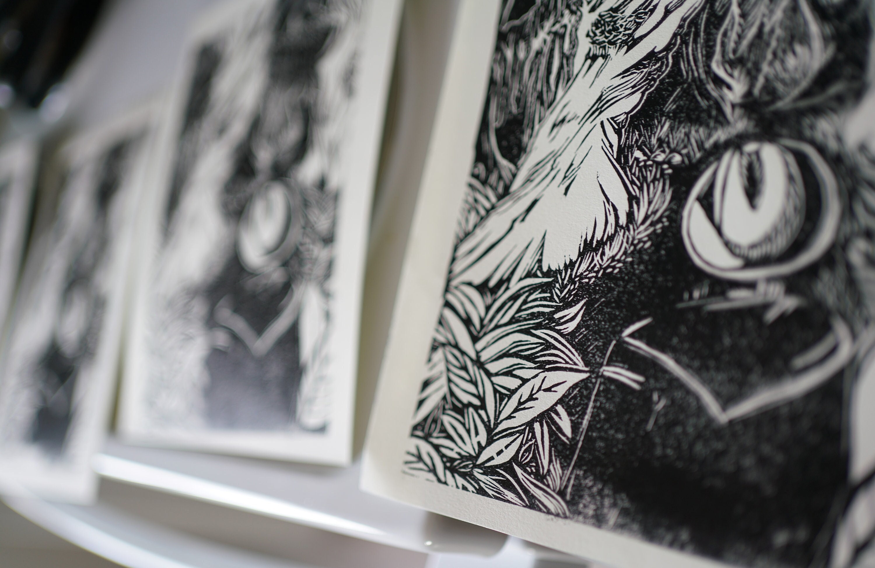 Linocut Relief Print, strange Trailheads // Hand Printed // Original - Etsy