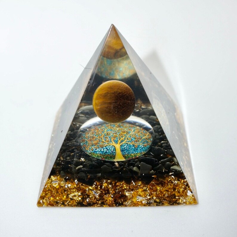 Tiger Eye Orgone Pyramid Tree of Life - Etsy