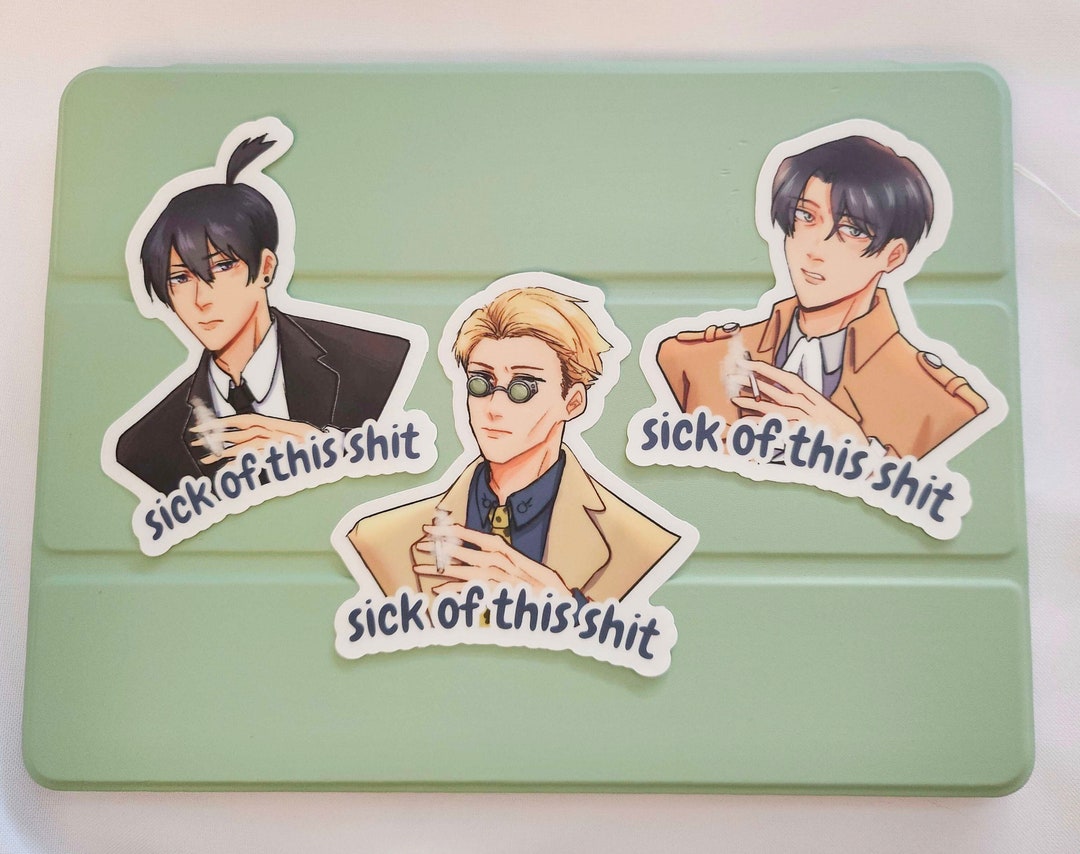 Emotionally Exhausted Anime Men Stickers C S M, A O T, J J K - Etsy