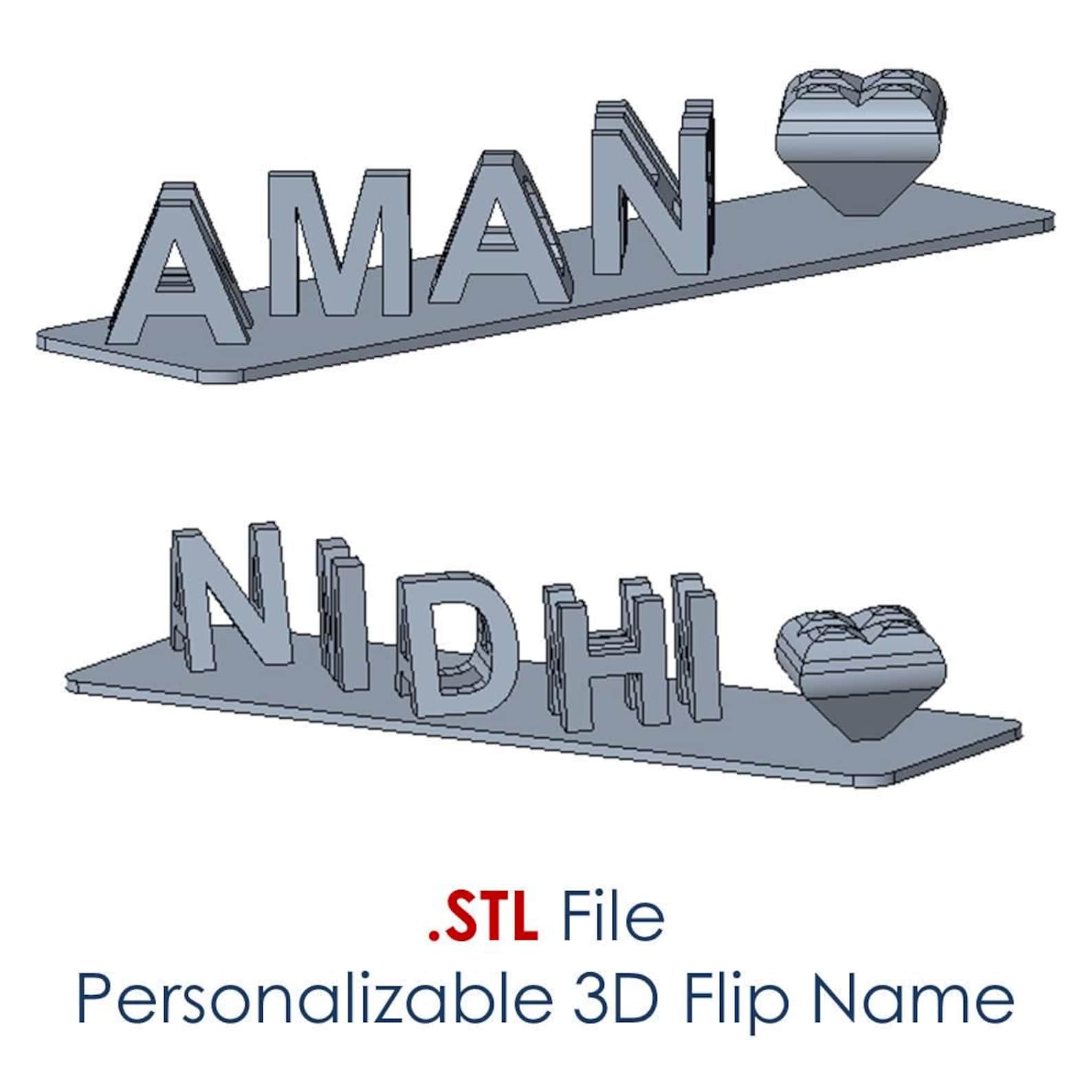Custom 3D Flip Name Sign: Dual Name Plank STL File - Etsy
