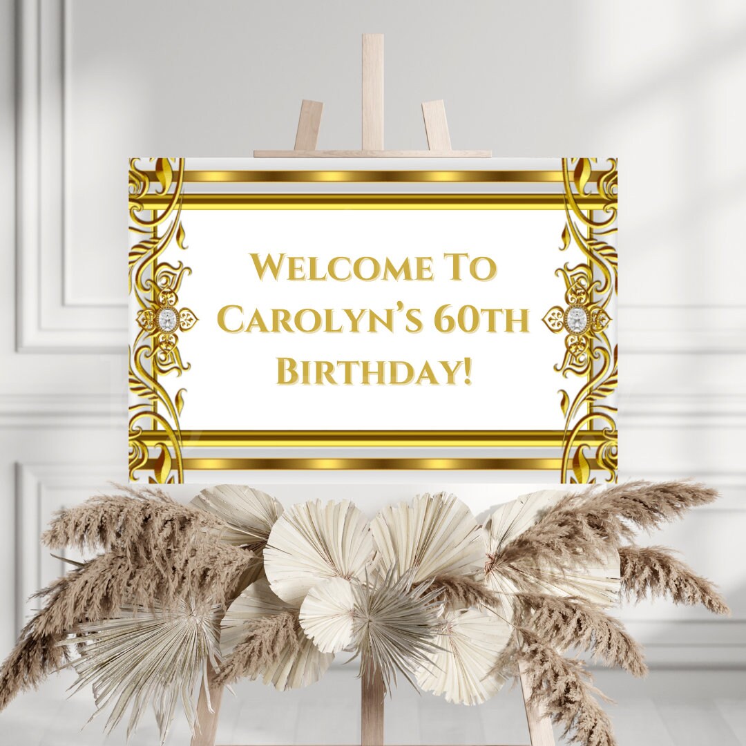 Printed Gold Sign - Elegant Welcome Sign - Gold and Diamond Sign ...