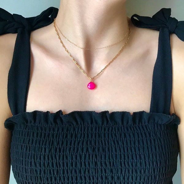 Hot Pink Necklace - Etsy