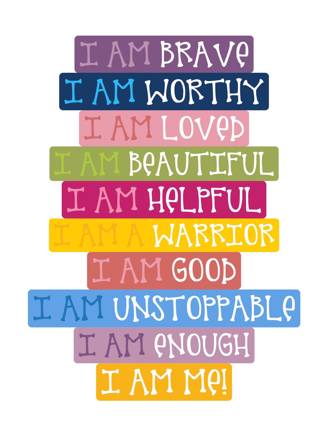Little Girl Positive Affirmations, Kids Room, Printable Wall Art ...