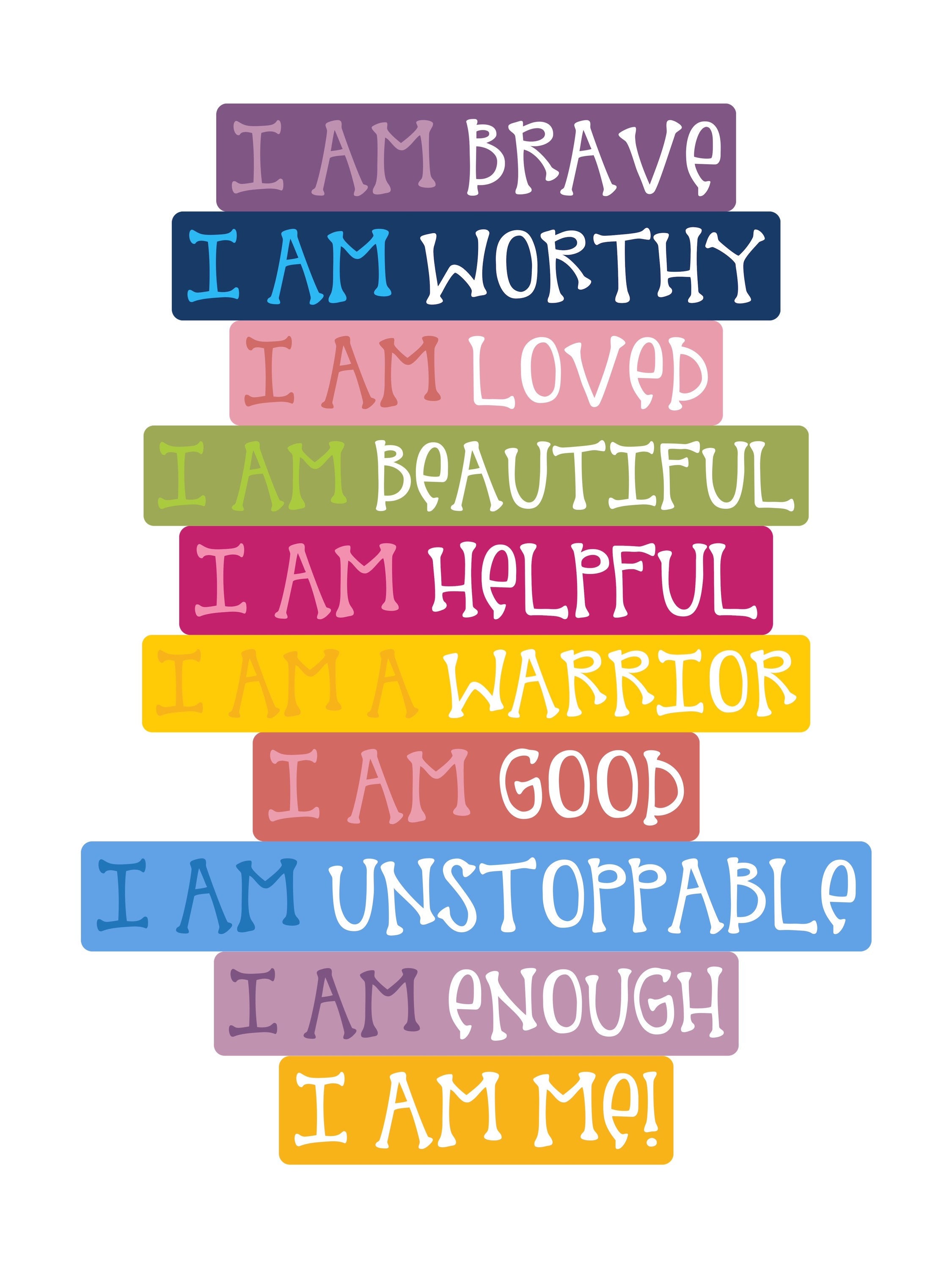 Little Girl Positive Affirmations, Kids Room, Printable Wall Art ...