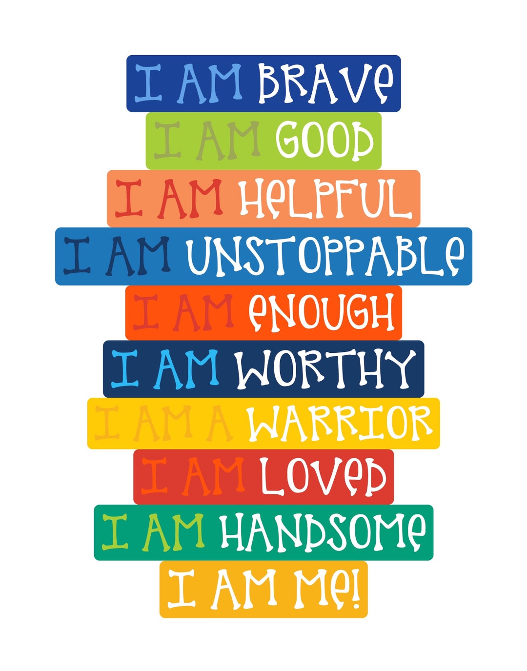 Little Boy Positive Affirmations, Kids Room, Printable Wall Art ...