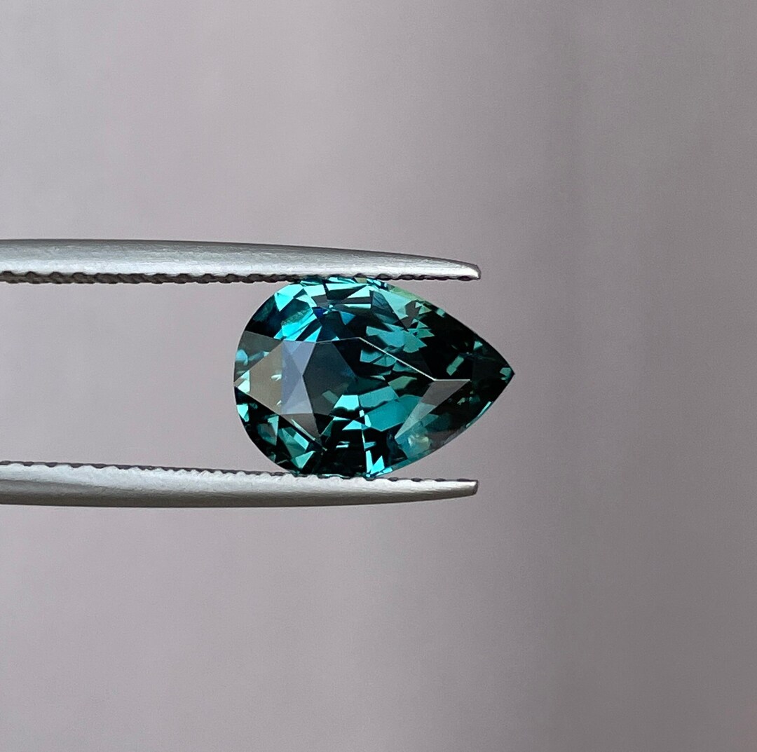 3.00 Crt Natural Blue Green Sapphire| Teal Sapphire Ring | Pear ...