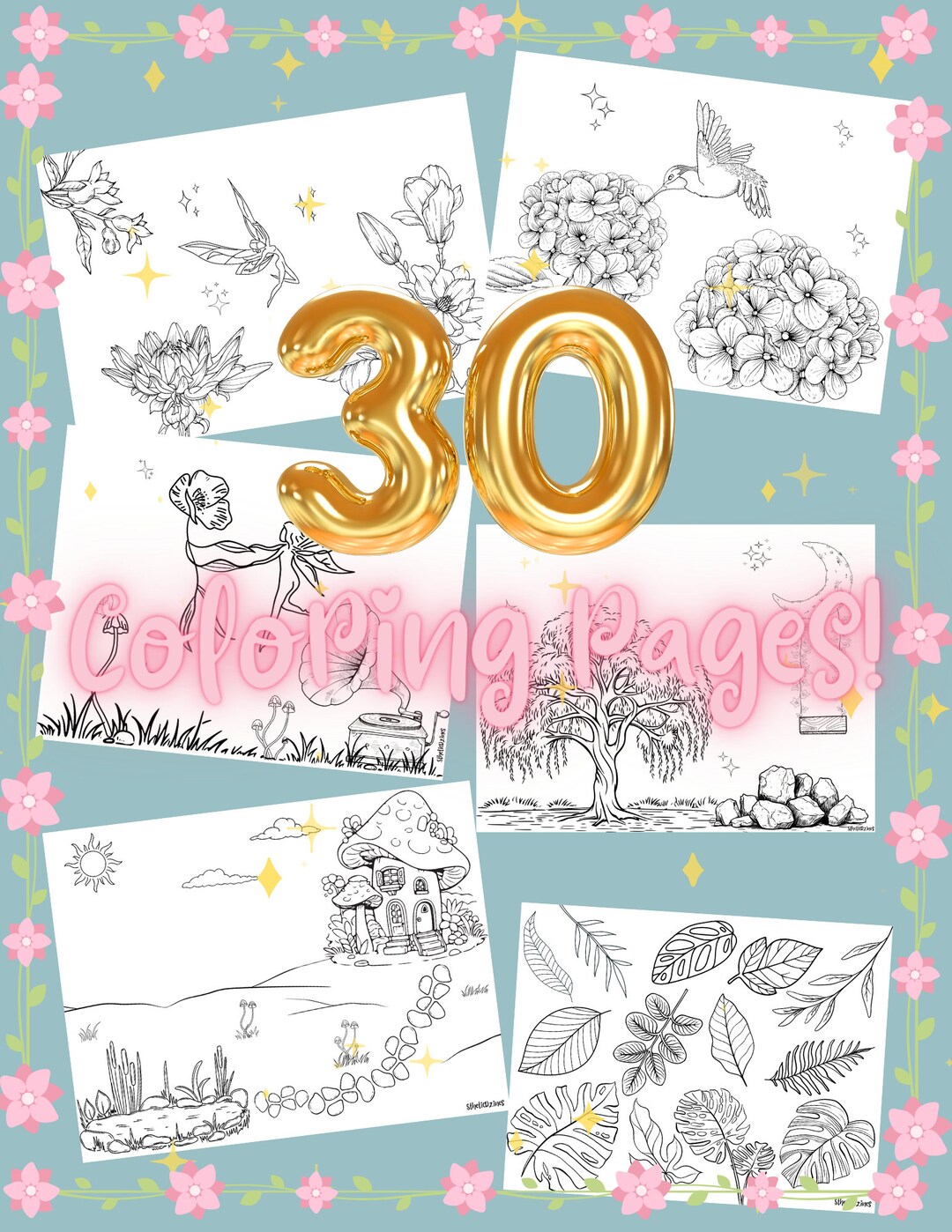 Relaxing Fantasy Fairycore Coloring Pages - Etsy