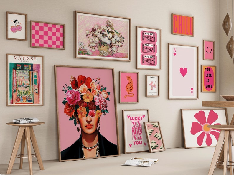 Preppy Gallery Wall Set Trendy Wall Art Preppy Pink Posters - Etsy